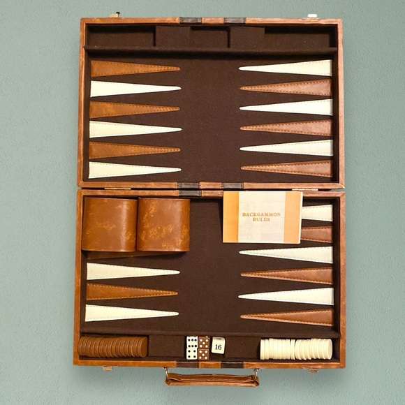 Games | Vintage Backgammon Game Faux Leather Briefcase Complete | Poshmark